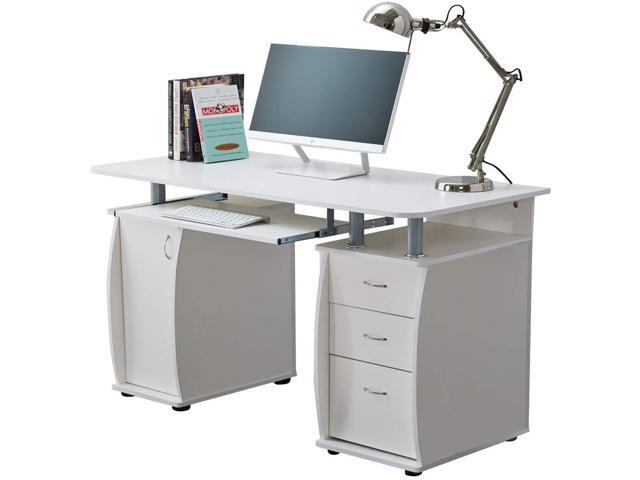 Click here for RayGar White Deluxe Design Computer Desk with Cabi... prices