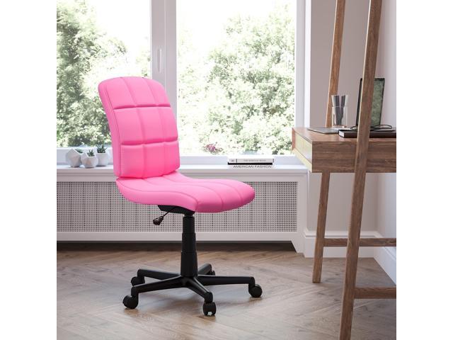 Click here for EMMA + OLIVER Mid-Back Pink Quilted Vinyl Swivel T... prices