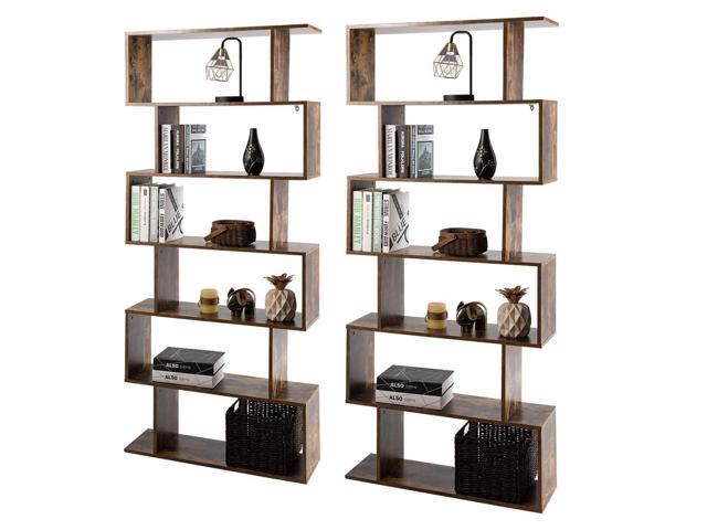 Click here for Tangkula 6-Tier Geometric Bookcase  Modern S-Shape... prices
