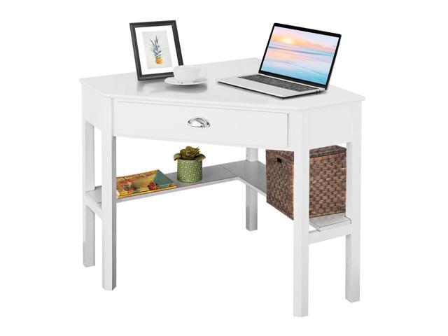 Click here for LDAILY White Corner Desk  Triangle Makeup Vanity D... prices