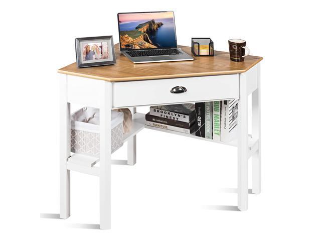 Click here for KOTEK Corner Desk with Drawer and Shelves  Wooden... prices