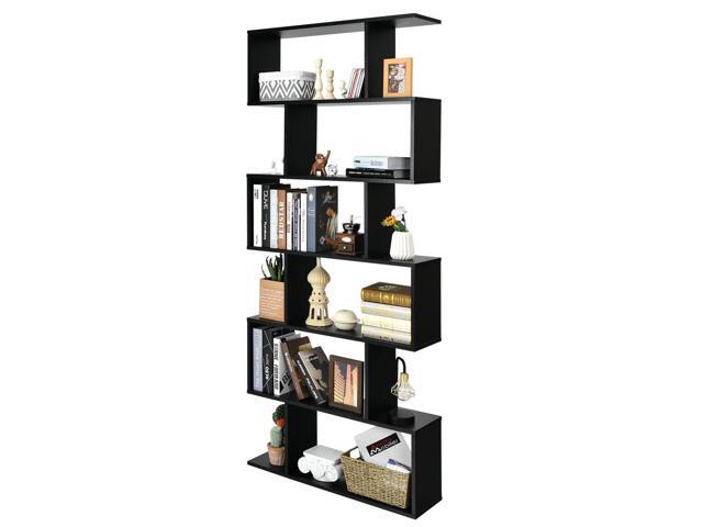 Click here for Giantex Geometric Bookcase Black  S-Shaped Wooden... prices