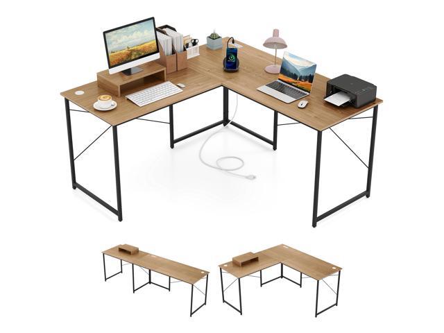 Click here for Tangkula L-Shaped Computer Desk with Power Outlets... prices