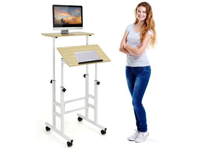 Click here for COSTWAY Mobile Standing Desk  Height Adjustable Ro... prices