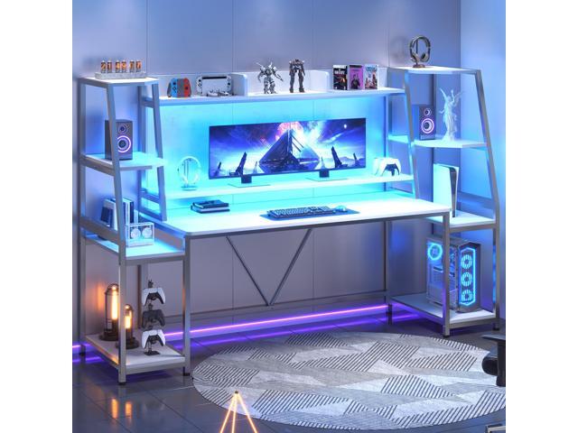 Click here for SEDETA White Gaming Desk 78.8 with LED Lights  Hut... prices