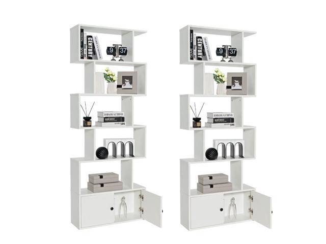 Click here for Tangkula S Shaped Bookshelf with Cabinet  6-Tier B... prices
