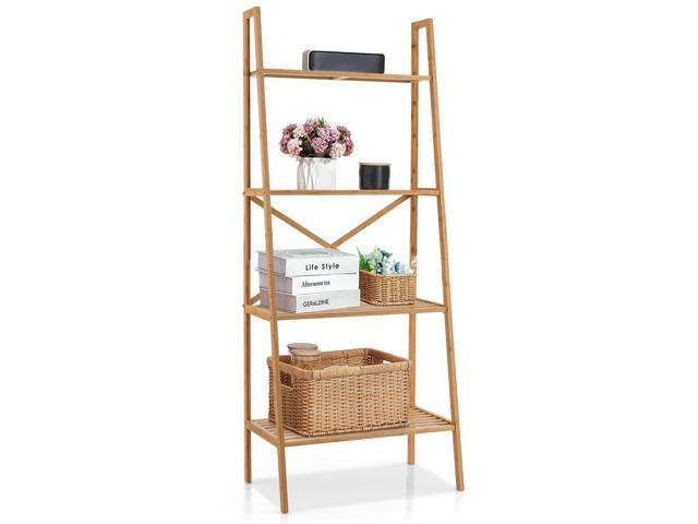 Click here for S AFSTAR 4-Tier Freestanding Bamboo Ladder Bookshe... prices