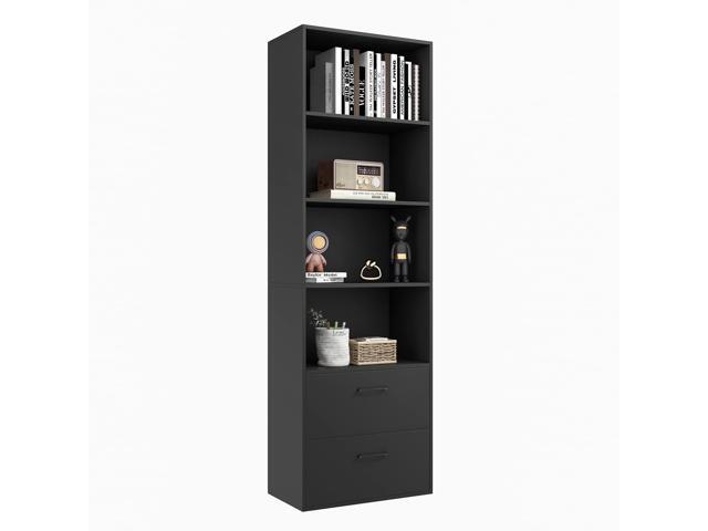Click here for Tangkula 4 Shelf Bookcase with 2 Drawers  74 Inch... prices