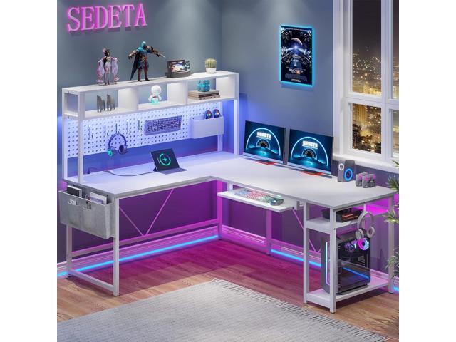 Click here for SEDETA White L Shaped Gaming Desk  Reversible Corn... prices