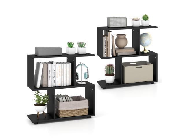 Click here for Tangkula 2 Tier Geometric Bookshelf  Freestanding... prices