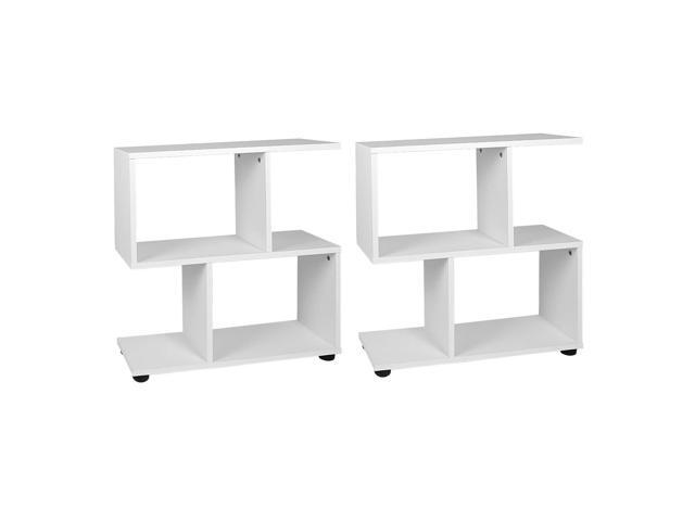 Click here for Tangkula 2 Tier Geometric Bookshelf  Freestanding... prices