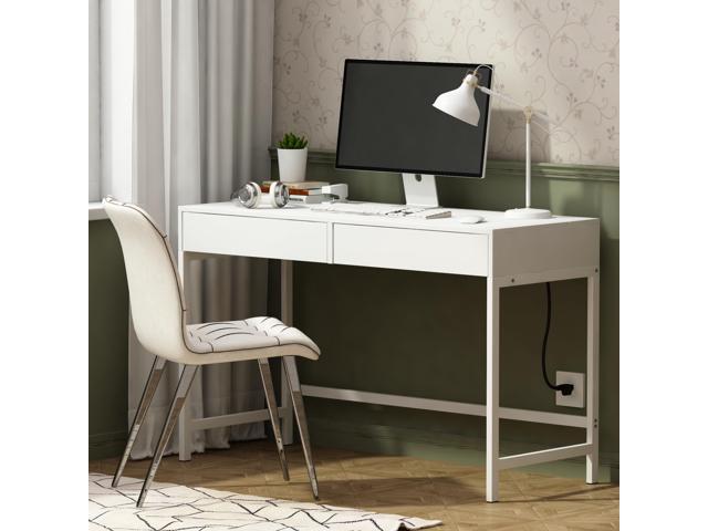 Click here for Treocho White Desk with USB Charging Ports and Pow... prices