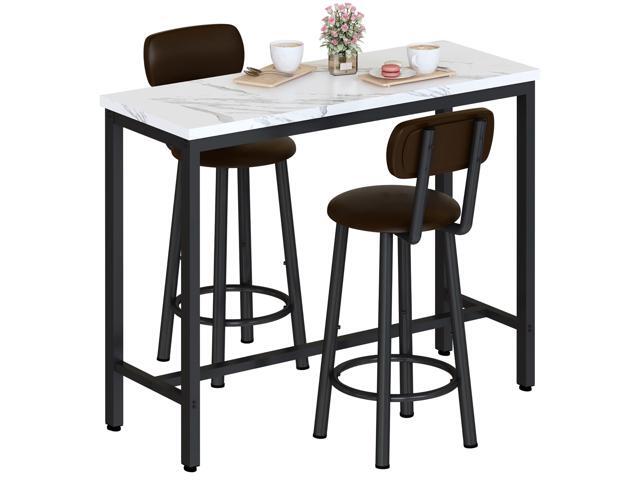 Click here for Lamerge Faux Marble Pub Height Table with 2 PU Uph... prices