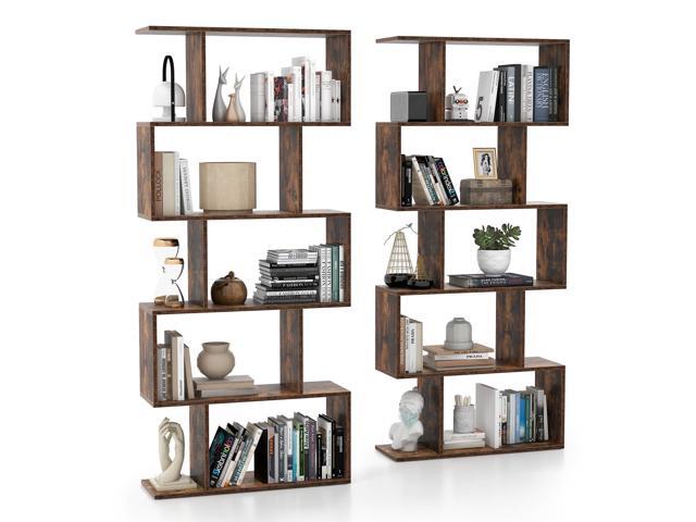 Click here for Tangkula 5-Tier Geometric Bookshelf  S Shaped Book... prices