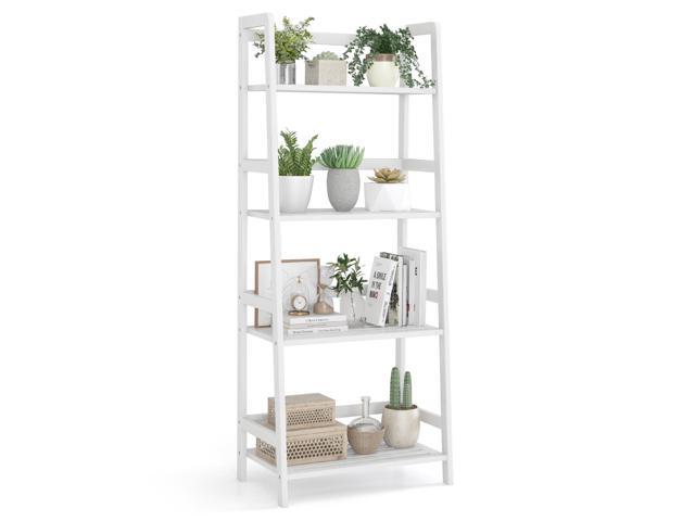 Click here for Giantex 4-Tier White Ladder Shelf  Bamboo Open Boo... prices