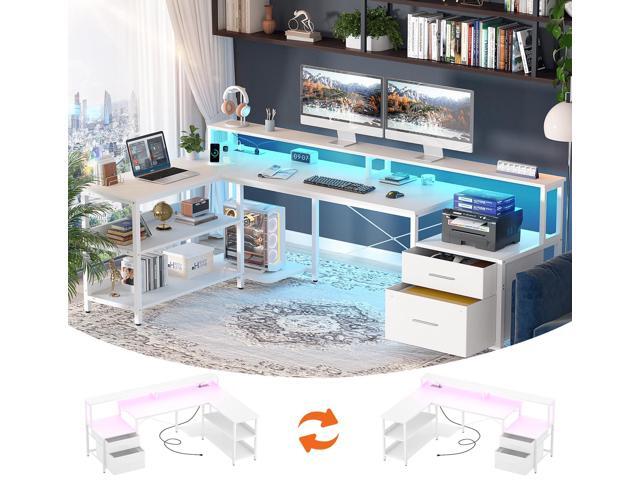 Click here for Aheaplus L Shaped Desk with File Drawer  72.8 Reve... prices