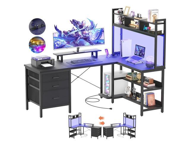 Click here for Aheaplus L Shaped Desk with Hutch  Gaming Desk wit... prices