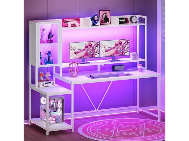 Click here for SEDETA White Gaming Desk  60 Gaming Desk with Hutc... prices