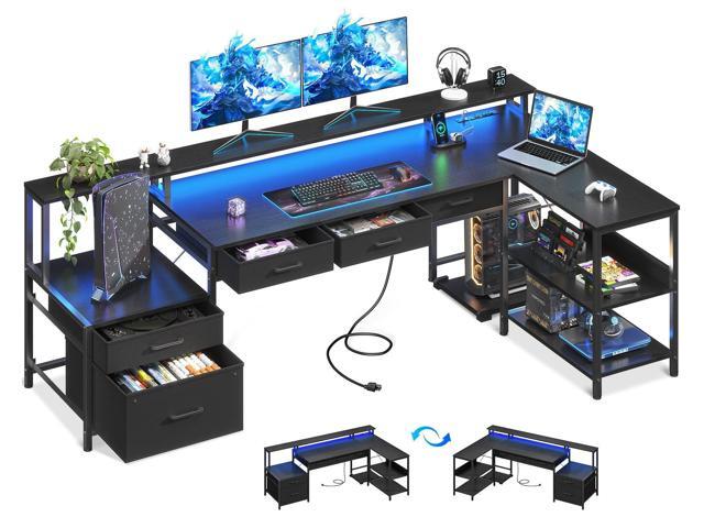 Click here for AODK L Shaped Desk with 5 File Drawers  75 Reversi... prices