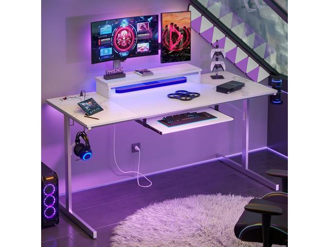 Click here for Bestier 63 Inch Gaming Desk with LED Lights & Powe... prices