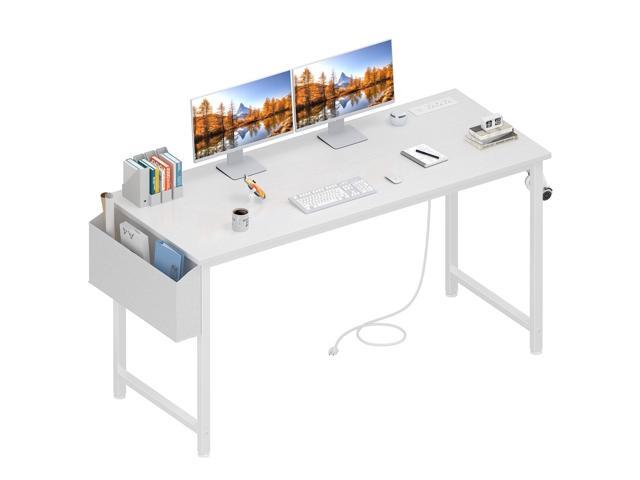 Click here for Lufeiya White Computer Desk with Power Outlet  55... prices
