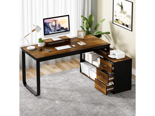 Click here for 55 Inch L Shaped Desk with 3 Drawers  Home Office... prices