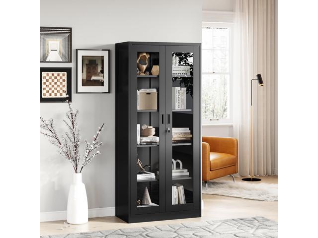Click here for MIIIKO Display Cabinet with Glass Doors  71 Bookca... prices