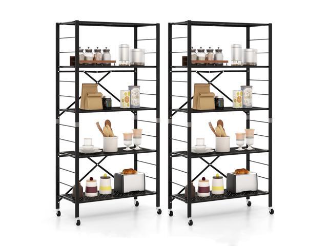 Click here for Giantex 5-Tier Folding Bookshelf with Wheels  Blac... prices