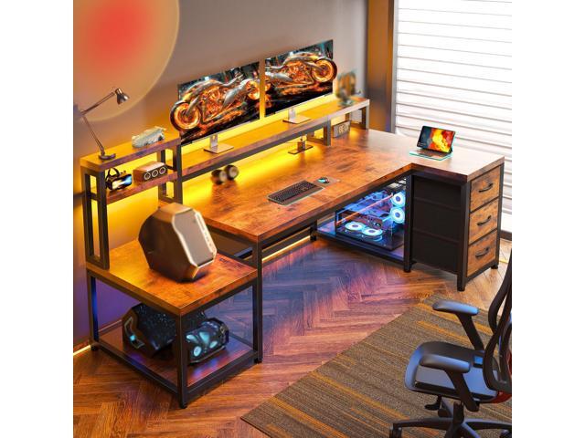 Click here for EnHomee 71 L Shaped Computer Desk with 3 Drawers &... prices