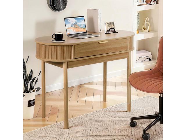Click here for Fluted Small Computer Desk with Drawer  40 Inch Mi... prices