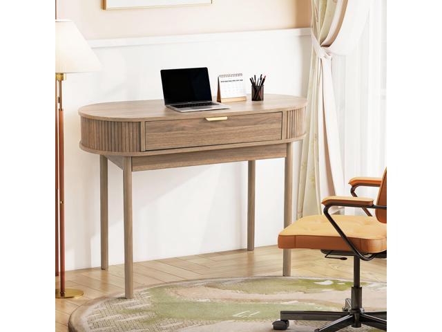 Click here for Oval Wood Desk with Drawer 39.37 Inch Small Study... prices