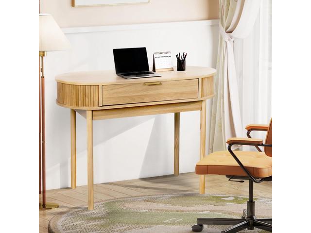 Click here for Oval Wood Desk with Drawer 39.37 Inch Small Study... prices