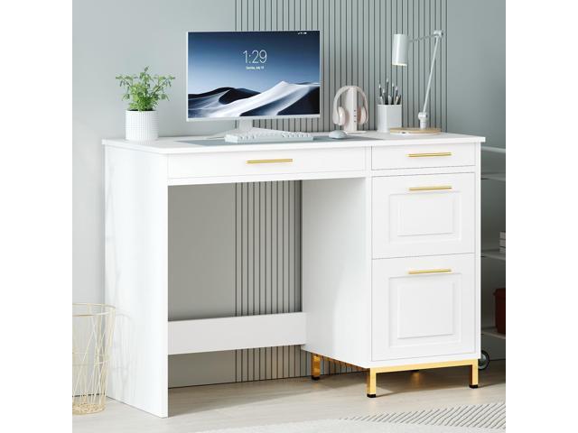 Click here for 4 EVER WINNER White Desk with Drawers  44 Inch Com... prices