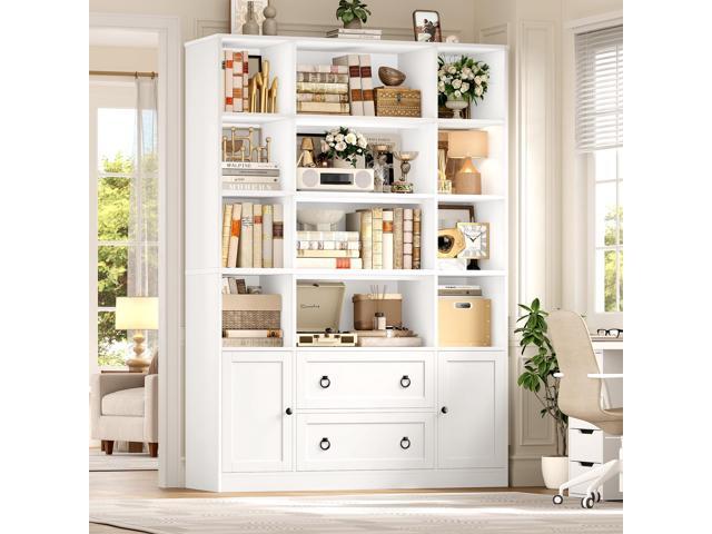 Click here for FINETONES 71 H White Bookshelf with Doors  6 Tier... prices