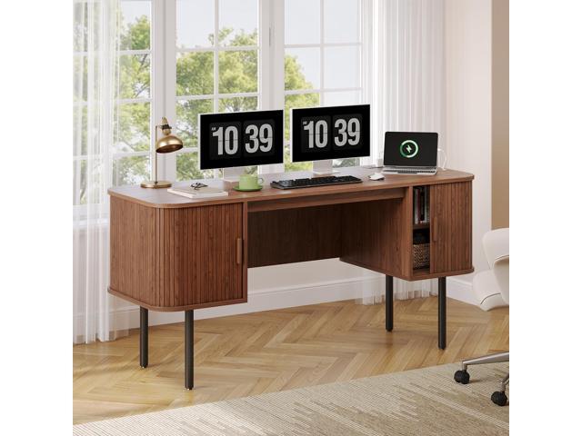 Click here for ONBRILL 63 Inch Fluted Computer Desk with Charging... prices