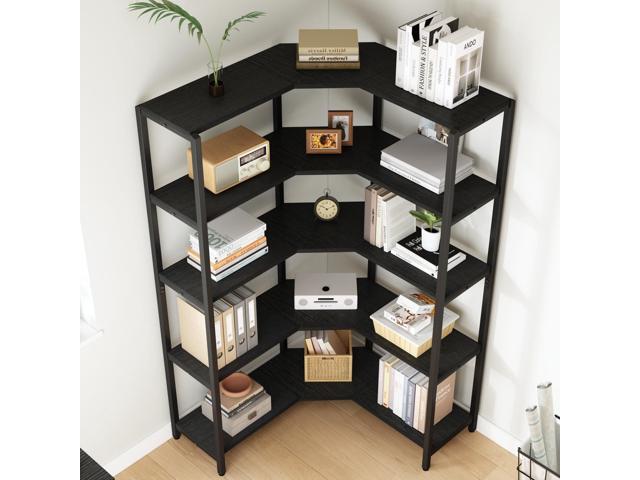Click here for IBF 5 Tier Black Corner Bookshelf  Tall Modern L S... prices