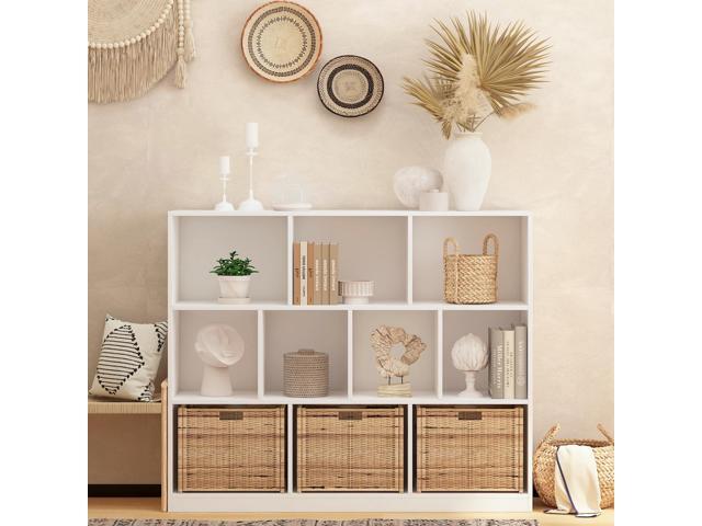 Click here for Wooden 10 Cube Book Shelf with Base 3 Tier Freesta... prices