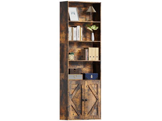 Click here for Tall Wooden Bookshelf with Cabinet and Doors Vinta... prices