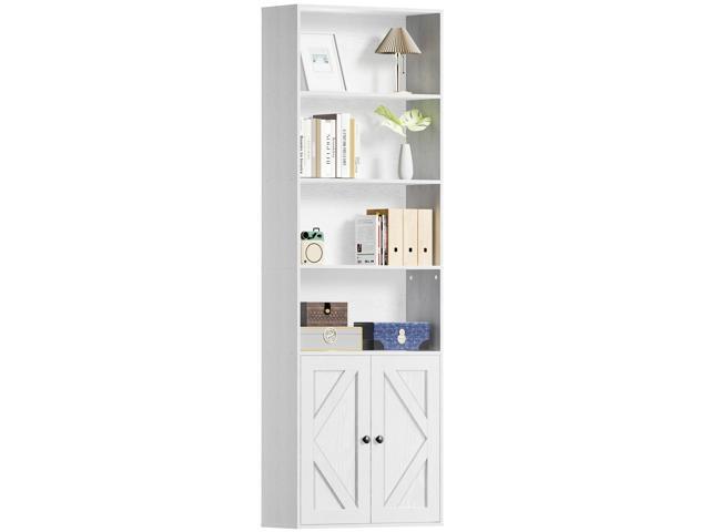Click here for Tall Wooden Bookshelf with Cabinet and Doors White... prices