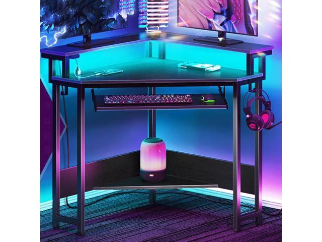 Click here for Small Corner Desk with Power Outlet and LED Lights... prices