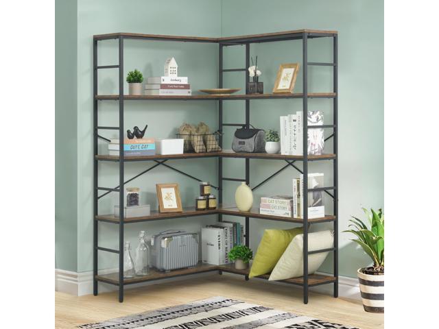 Click here for CAPHAUS L-Shaped Bookshelf  5 Tier Industrial Corn... prices