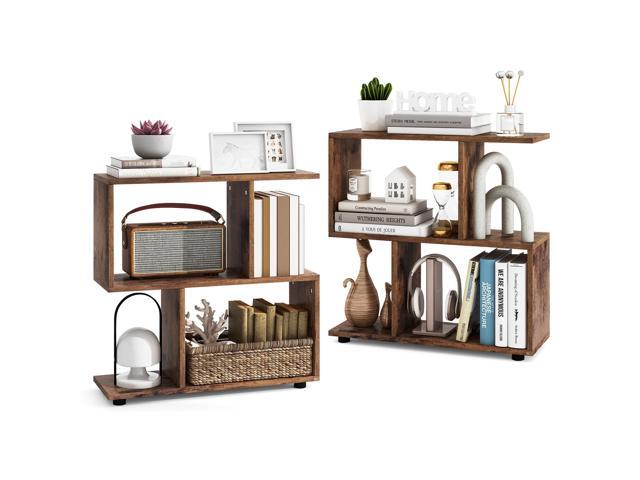 Click here for LOKO 3-Tier Geometric Bookshelf Set of 2  S-Shaped... prices