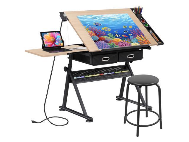 Click here for JupiterForce Drafting Table Art Desk w/Power Outle... prices