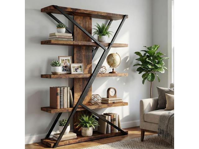 Click here for FUSUNBAO Industrial Bookshelf  Vintage 5-Tier Tall... prices