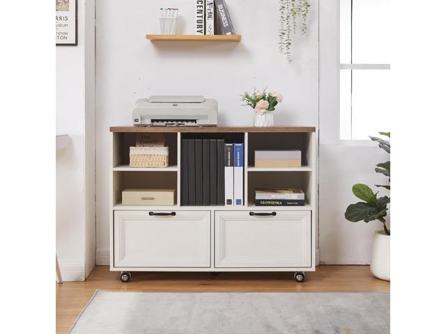 Click here for 39.3 Farmhouse Wood File Cabinet with Wheels Small... prices