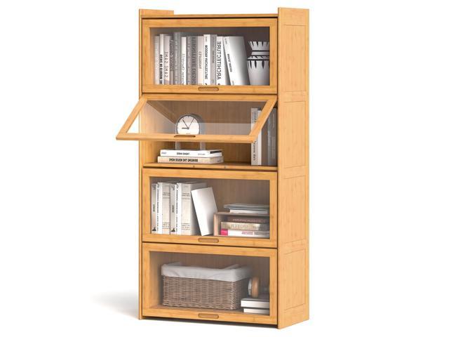 Click here for Giantex 4-Tier Bookcase with Clear Doors  55 Bambo... prices