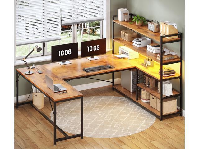 Click here for SEDETA L Shaped Desk with Storage Shelves  63 Reve... prices