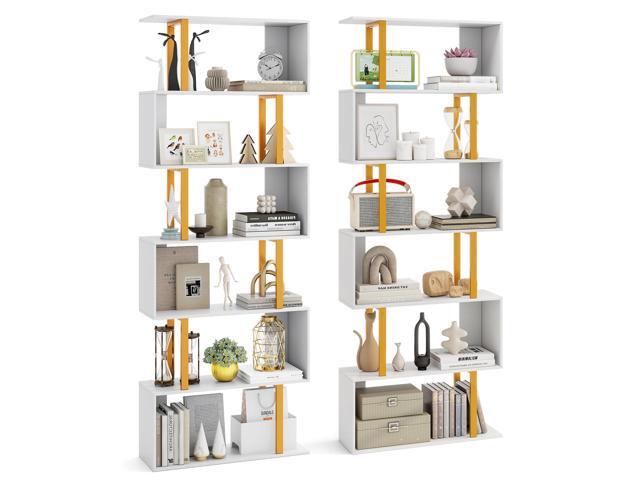 Click here for Tangkula 6-Tier Geometric Bookcase  74.5-Inch S-Sh... prices