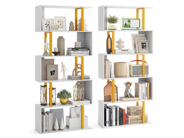 Click here for Tangkula 5-Tier Geometric Bookcase  62-Inch S-Shap... prices