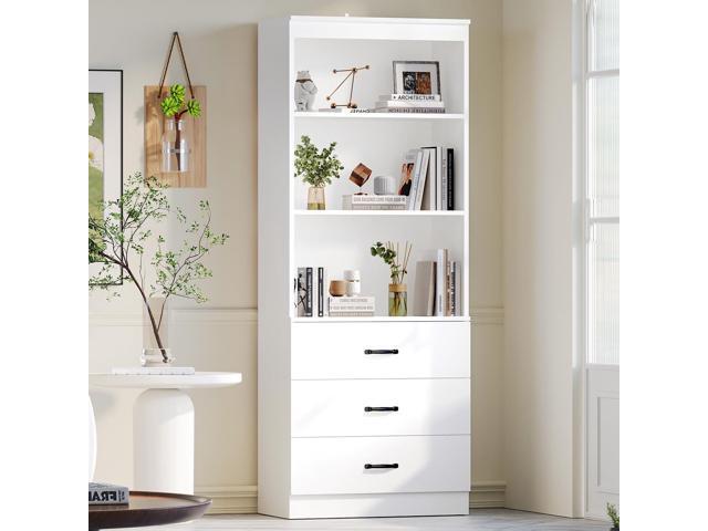 Click here for oneinmil 70 H 6-Tier Bookshelf with 3 Drawers  Whi... prices